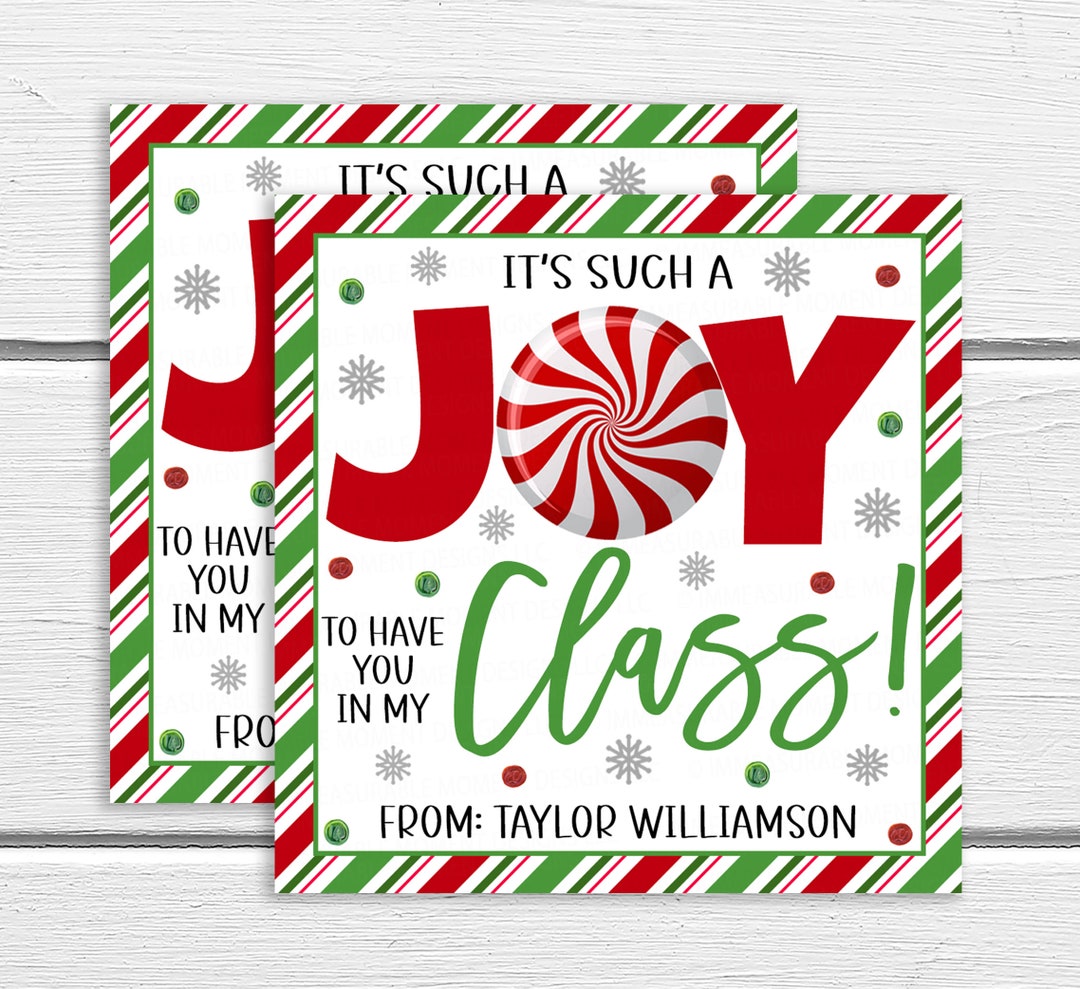 Christmas Classmate Gift Tags, Peppermint Candy Joy to Have You in My ...