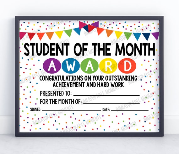 Student of the Month Award Certificate Colorful Dots by Immeasurable ...