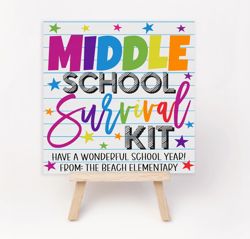 Middle School Survival Kit Gift Tag Printable Editable Gift - Etsy