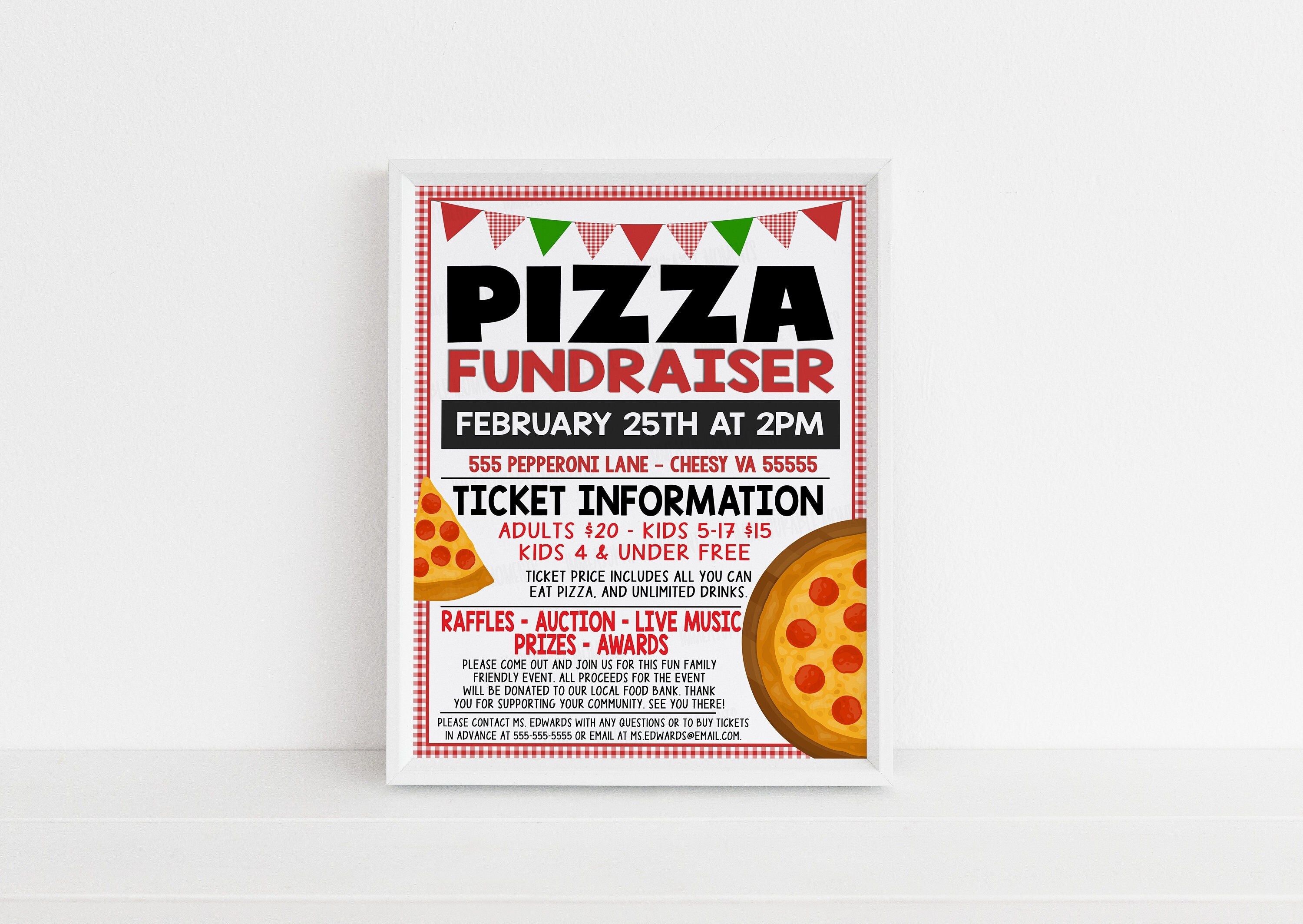 Pizza Fundraiser Flyer Editable Church School Business - Etsy