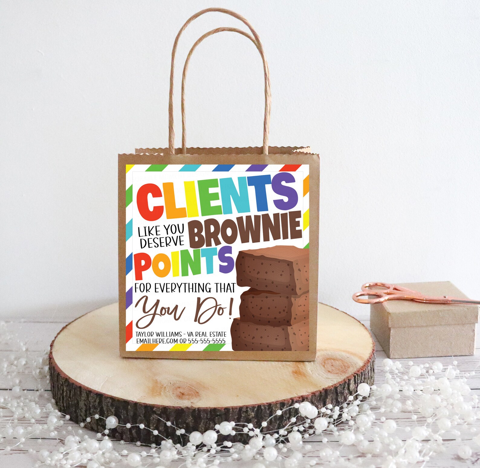Client Appreciation Gift Tags, Clients Deserve Brownie Points Label ...