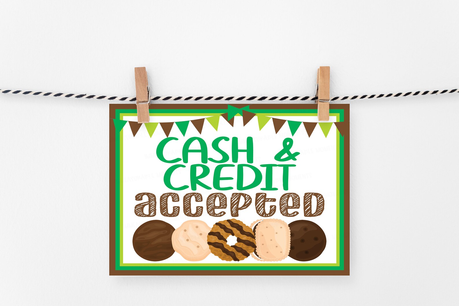 Scout Cookie Booth Sign, Cash Credit Accepted, Printable Cookie Drop ...