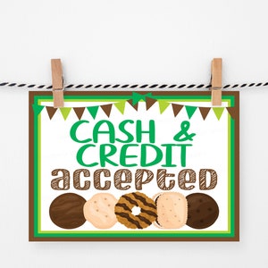 Scout Cookie Booth Sign, Cash Credit Accepted, Printable Cookie Drop ...
