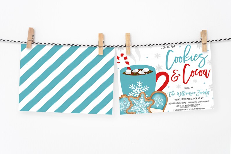 Editable Cookies and Cocoa Invitation Birthday Cookie Hot - Etsy