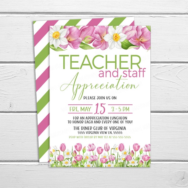 Teacher Appreciation Printable Dinner Invitation - Etsy