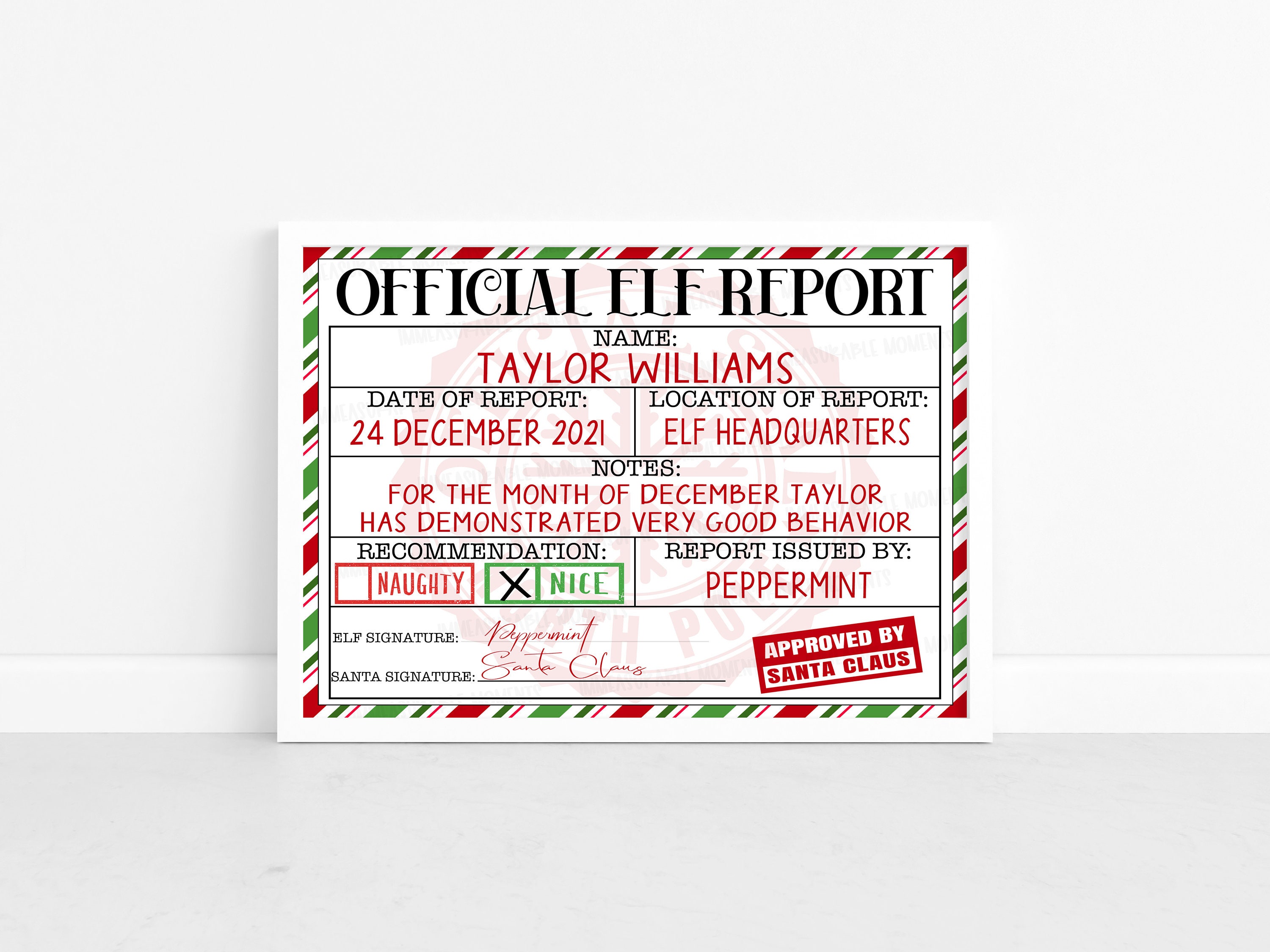 Official Elf Report Editable Elf Report Card Finial Elf | Etsy