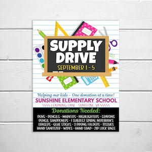 School Supply Drive Flyer Printable Editable PTO PTA Flyer - Etsy