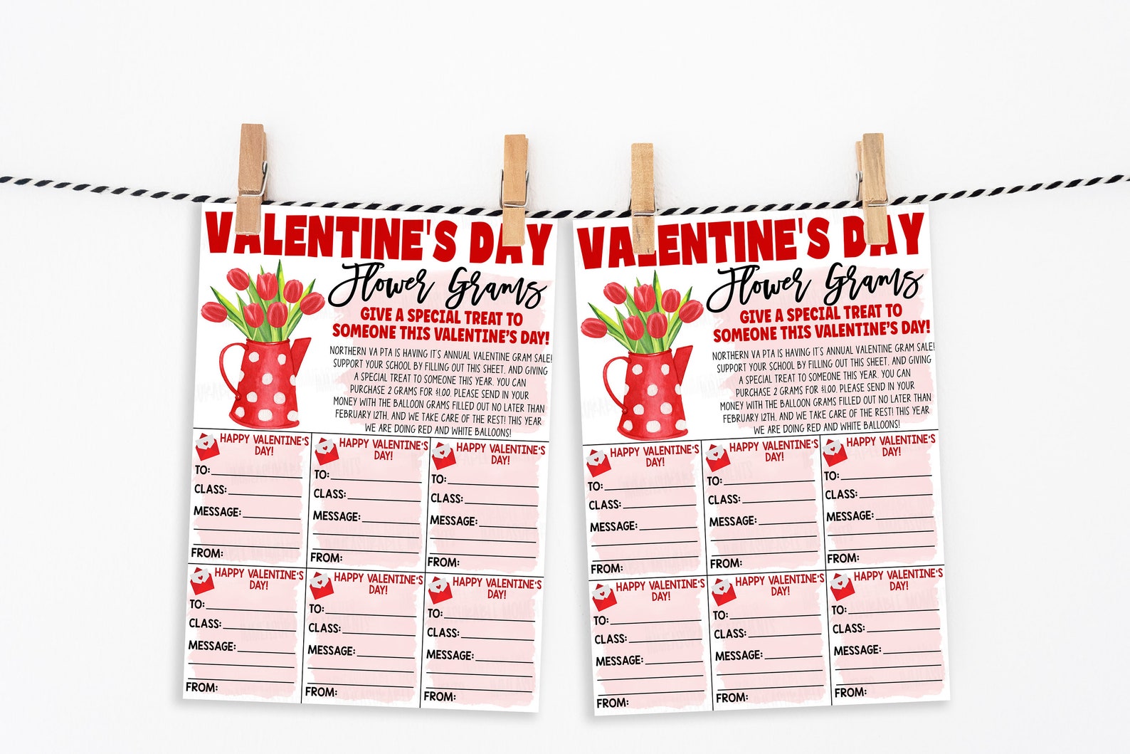 Valentine's Day Gram Flyer Editable Treat Gram | Etsy