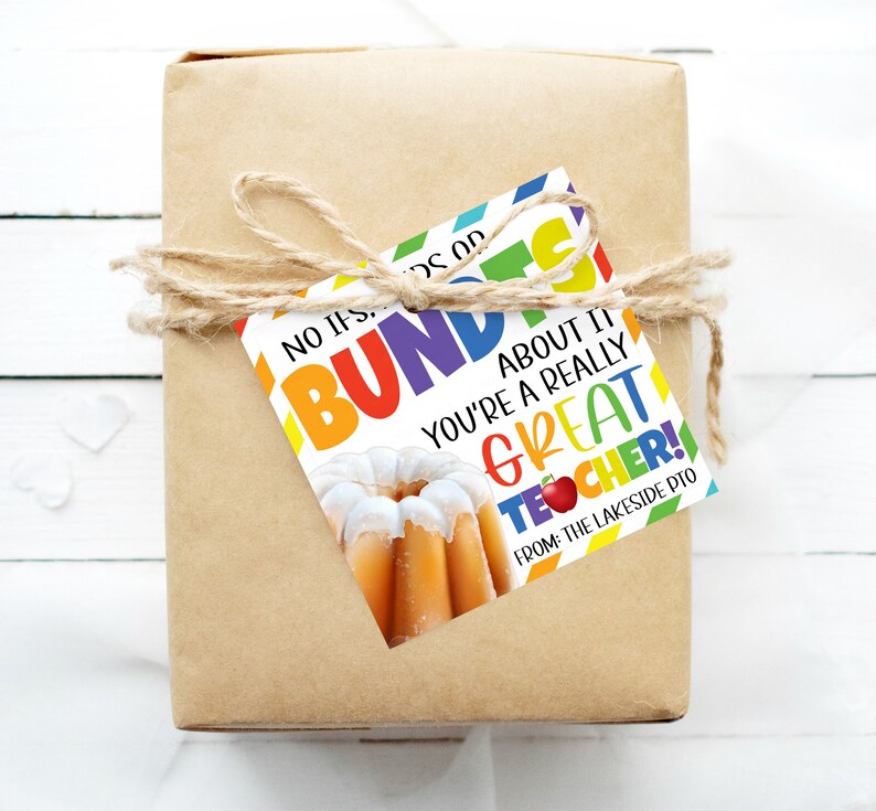 Teacher Appreciation Bundt Cake Gift Tag, No Ifs Ands or Bundts About ...