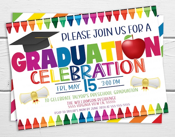 Graduation Invitation, Editable All Grades, PreK Preschool Kindergarten ...