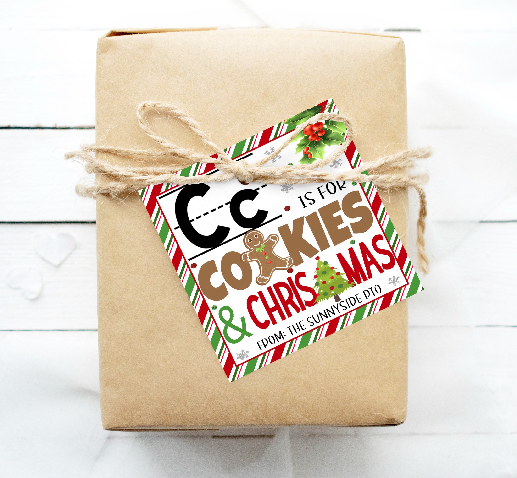 Christmas Teacher Gift Tags C is for Cookies and Christmas - Etsy