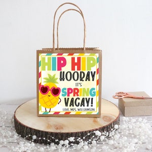 Hip Hip Hooray Spring Vacay, Teacher Gift Thank You Tag Tropical Beach ...