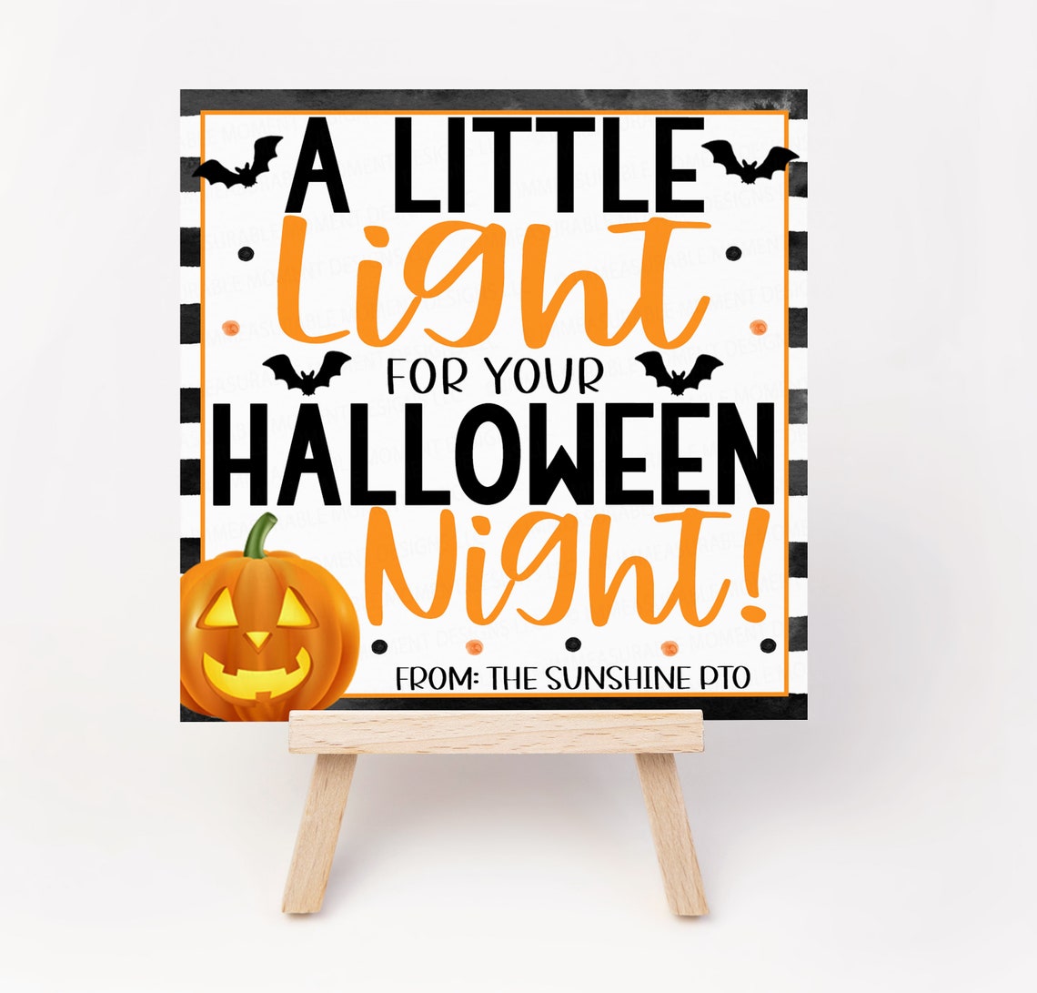 Halloween Glow Stick Gift Tag, A Little Light for Halloween Night, Gift ...