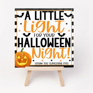 Halloween Glow Stick Gift Tag, A Little Light for Halloween Night, Gift ...