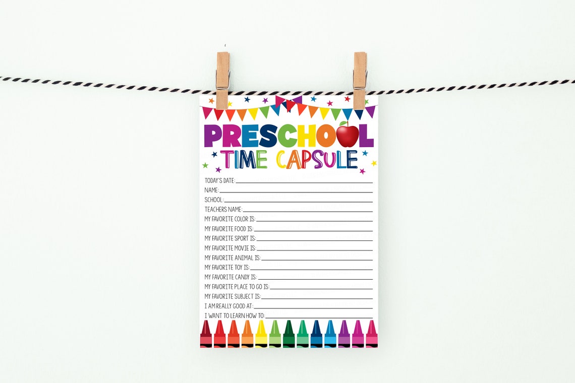 Preschool Time Capsule Printable Pre-k Kids Student Memory - Etsy