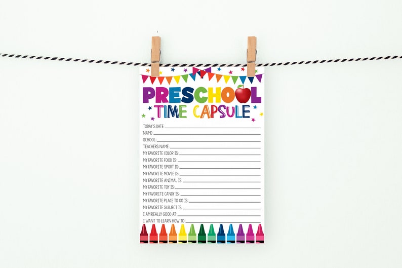 Preschool Time Capsule Printable Pre-k Kids Student Memory - Etsy