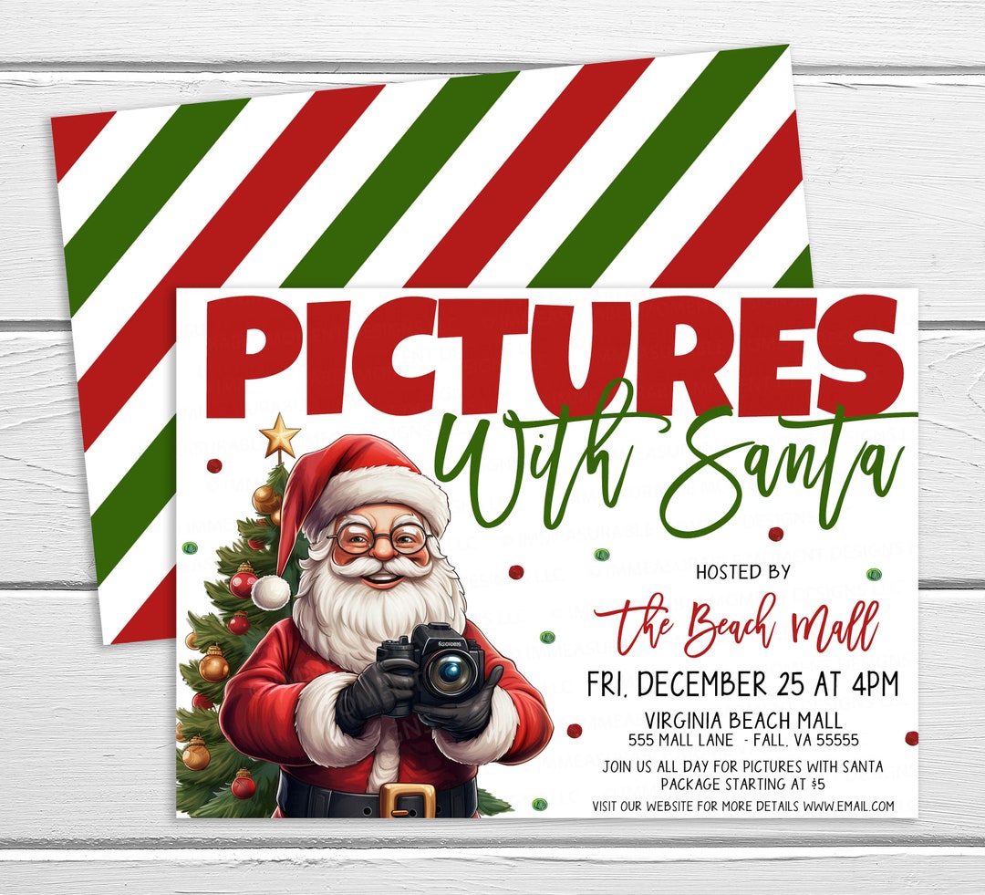 Pictures With Santa Invitation, Christmas Photos With Santa Invite ...