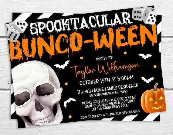Halloween Bunco Night Invitation Flyer, Editable Fall Dice Party ...