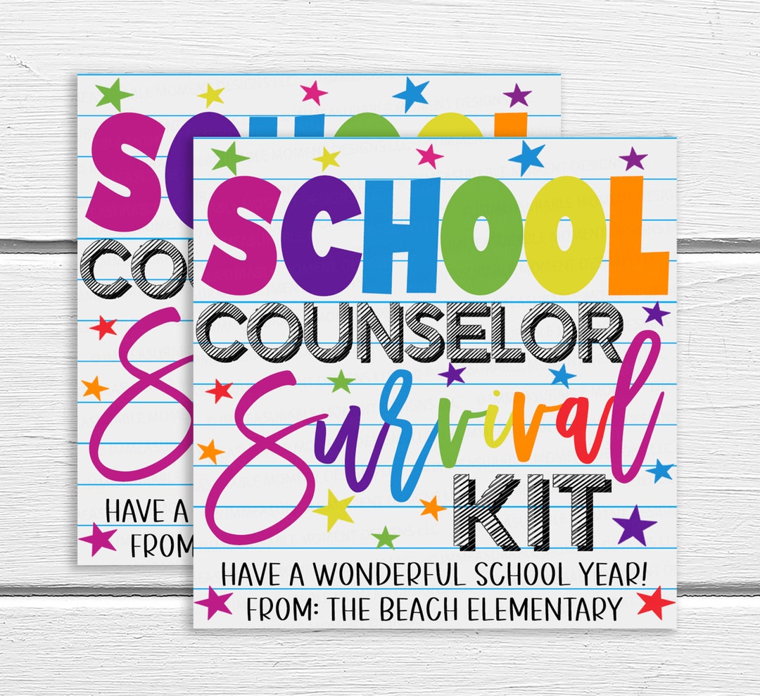 School Counselor Survival Kit Gift Tag, Guidance Counselor, Elementary ...