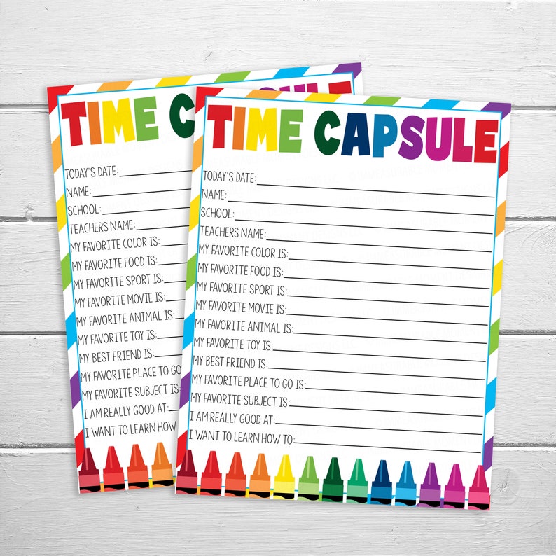 Time Capsule Printable All Ages Grades Kids Student Memory - Etsy