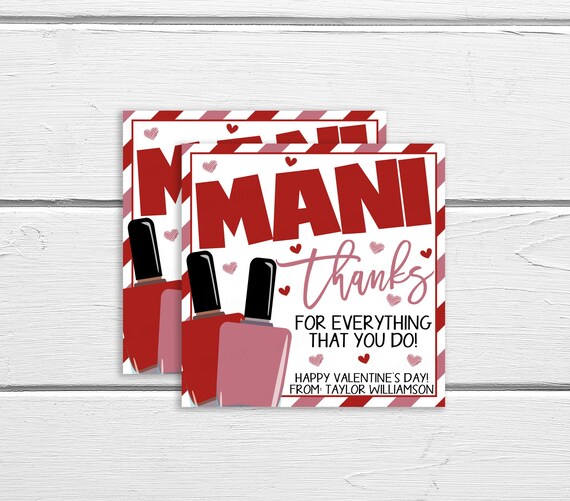 Valentine Nail Polish Gift Tags, Editable Mani Pedi Gift Tag, Mani ...