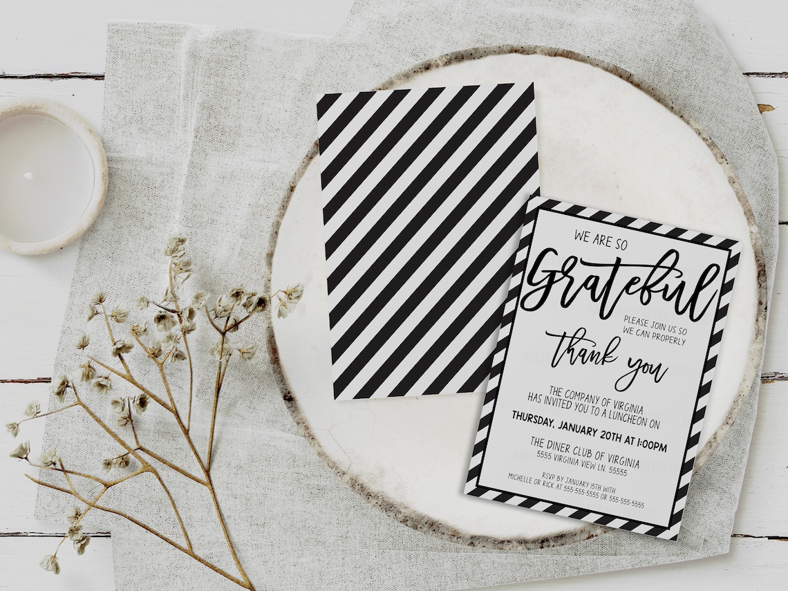 Appreciation Dinner Lunch Invitation Editable Grateful Staff - Etsy