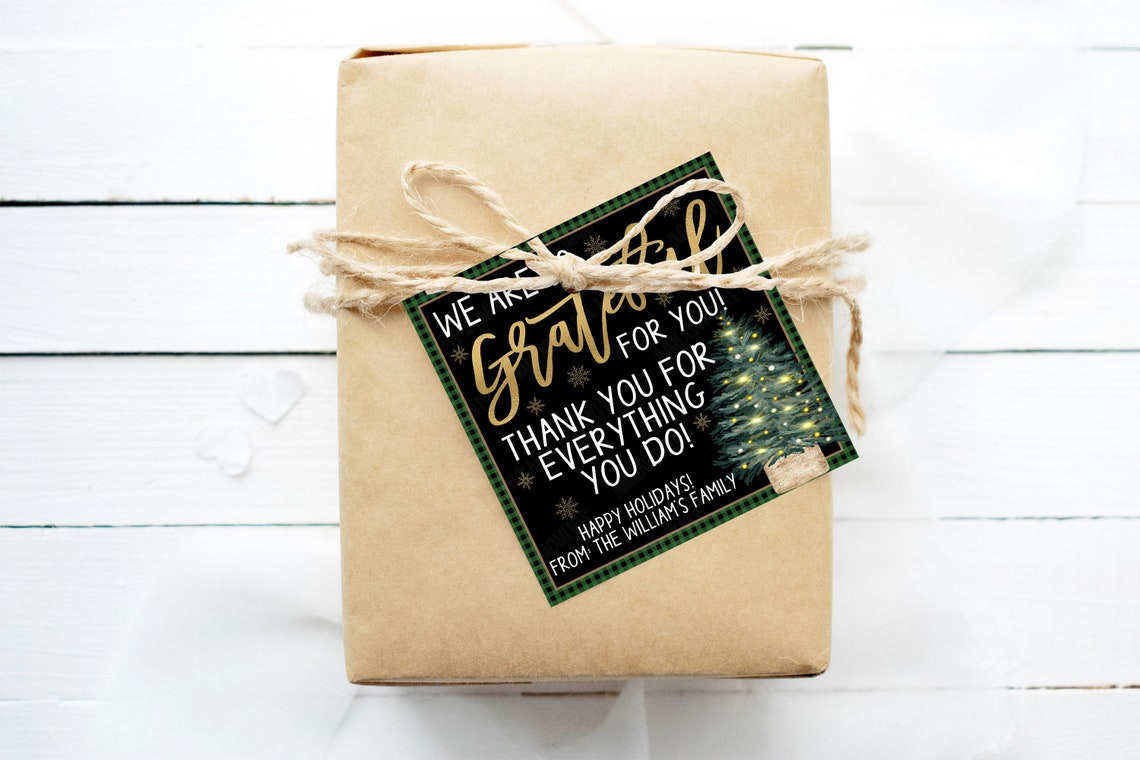 Holiday Thank You Appreciation Gift Tag Editable Thank You - Etsy