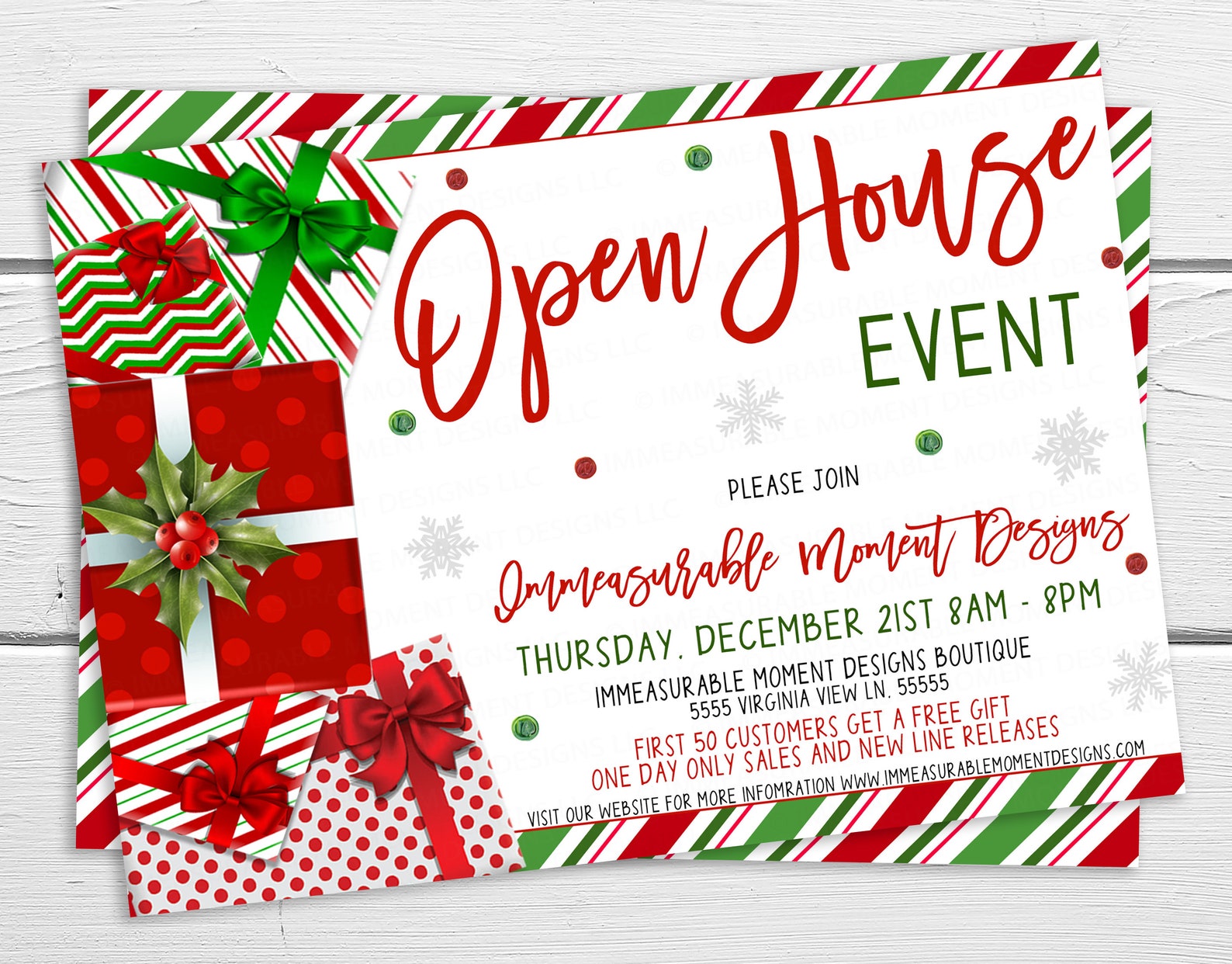 Editable Christmas Open House Invitation Holiday Shopping - Etsy
