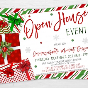 Editable Christmas Open House Invitation, Holiday Shopping Boutique ...