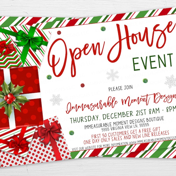 Christmas Open House Invitation Template - Etsy