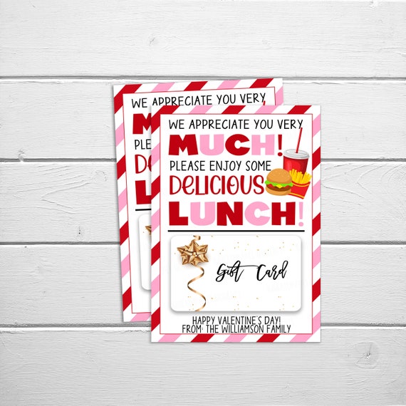 Valentine Lunch Brunch Thank You Gift Card Holder, Editable Thank You ...