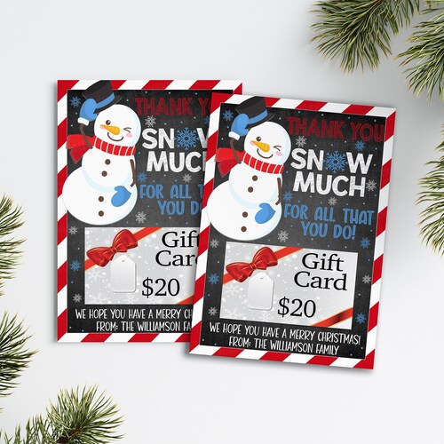 EDITABLE Christmas Thank You Snow Much Gift Card Holder - Etsy