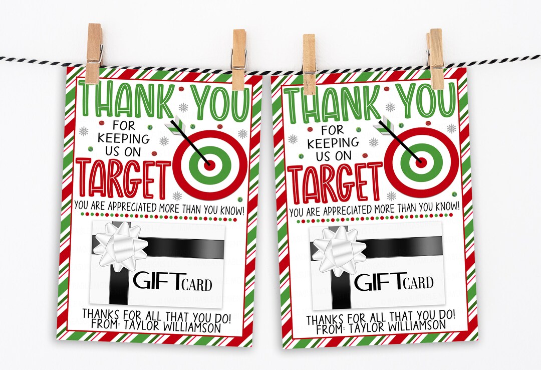 Christmas Target Gift Card Holder, Thank You for Keeping Us on Target ...