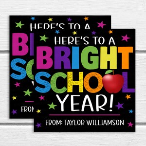 Back to School Gift Tag, Here's to A Bright School Year, First Day of ...