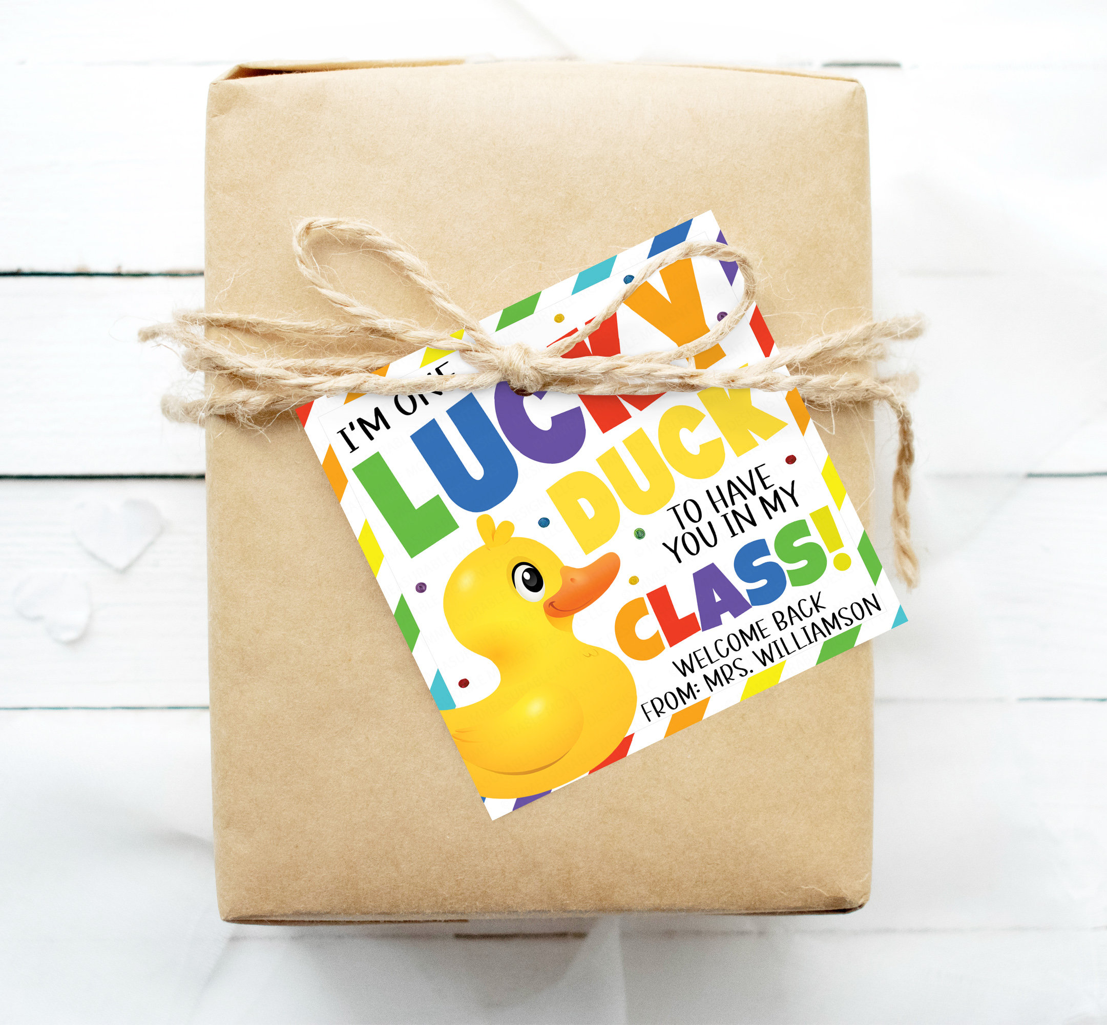 Back to School Rubber Duck Gift Tag, Lucky Duck, Printable Gift for ...