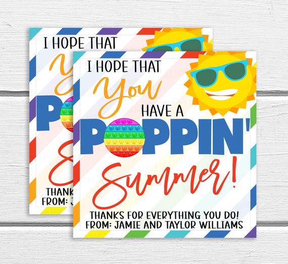 Poppin' Summer Gift Tag, Fidget Summer Theme, End Of School, Classroom ...