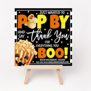 Halloween Popcorn Appreciation Gift Tags, Pop by to Say Thank You for ...