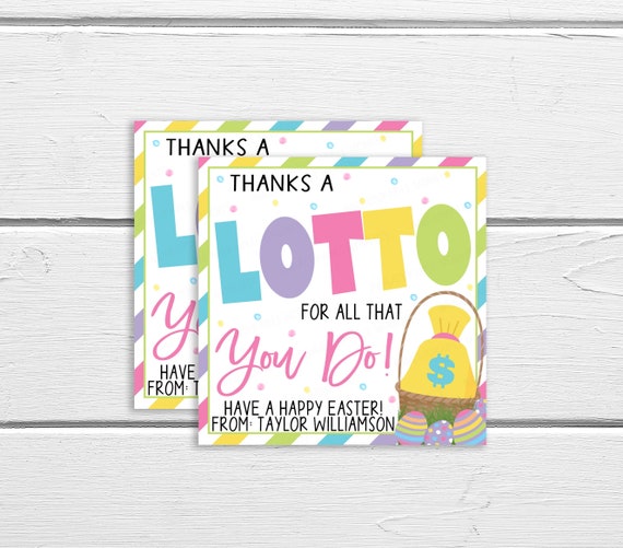 Easter Scratch Off Gift Tags, Spring Lottery Gift Tag, Thanks A Lotto ...
