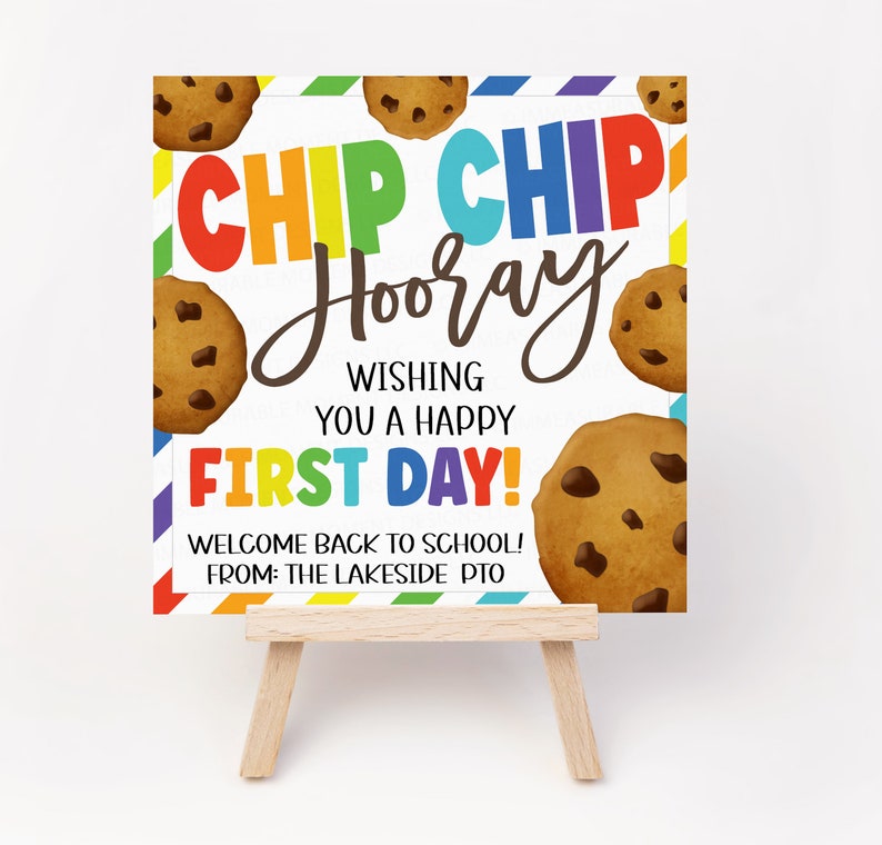 Cookie Back to School Gift Tags, Chip Chip Hooray First Day, Gift for ...