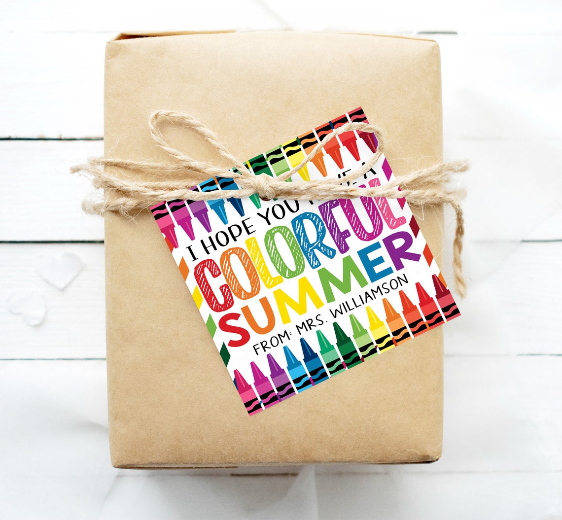 Summer Crayon Gift Tags Have A Colorful Summer End of School | Etsy
