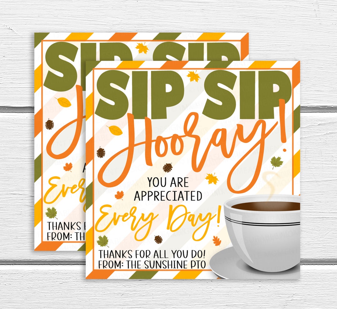 Fall Coffee Gift Tag Sip Sip Hooray Coffee on Me Today - Etsy