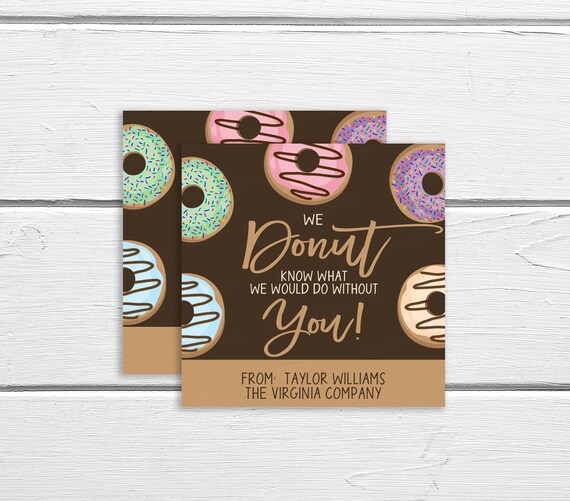 Donut Gift Tag, Donut Know What We Would Do Without You, Bakery Label ...