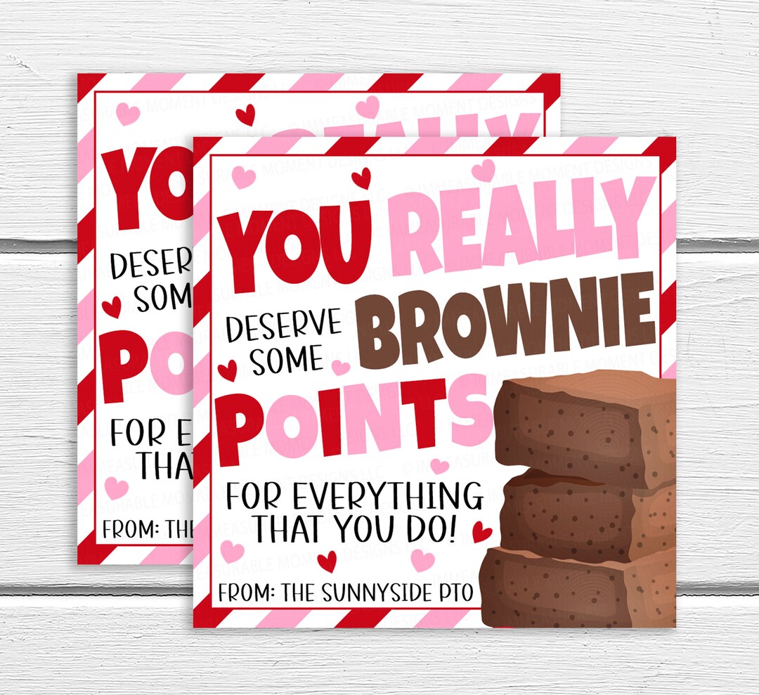 Brownie Appreciation Gift Tags, You Really Deserve Brownie Points Label ...