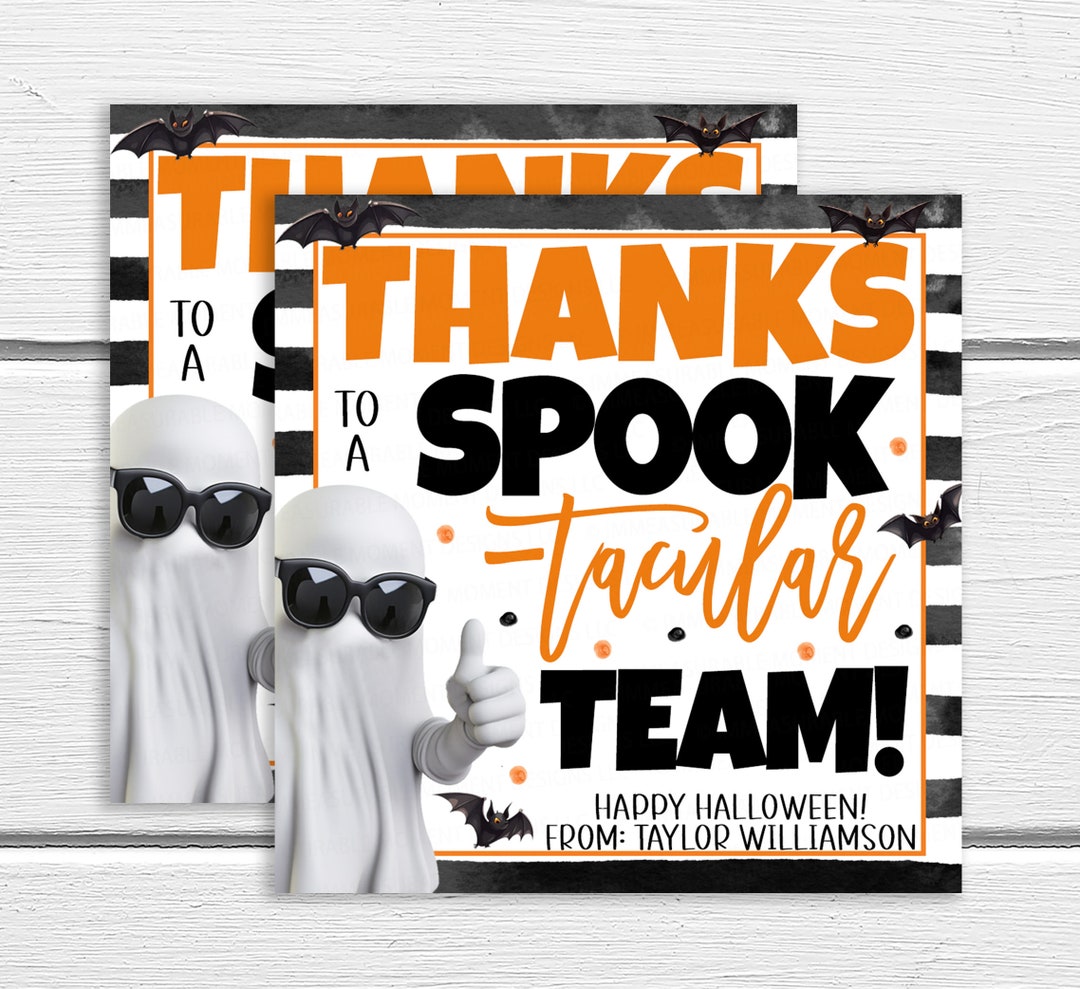 Halloween Team Gift Tags, Thanks to A Spook-tacular Team, Appreciation ...