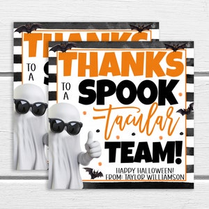 Halloween Team Gift Tags, Thanks to A Spook-tacular Team, Appreciation ...