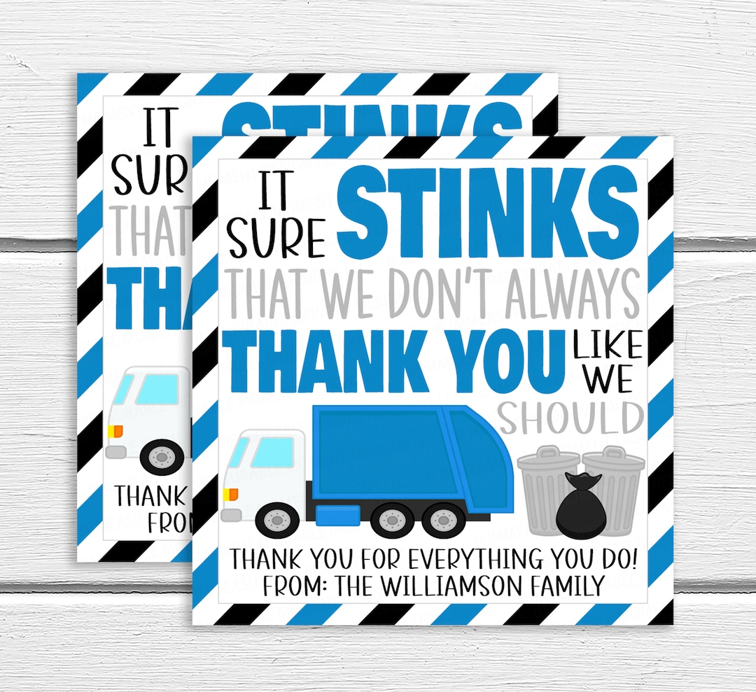 Garbage Truck Driver Gift Tag, Trash Truck Appreciation, Waste Disposal ...