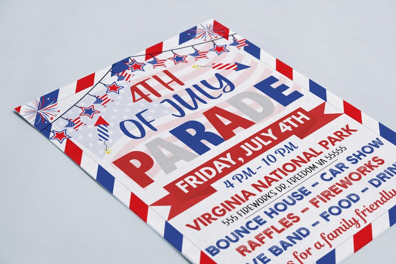4th of July Parade Editable Printable Flyer School - Etsy
