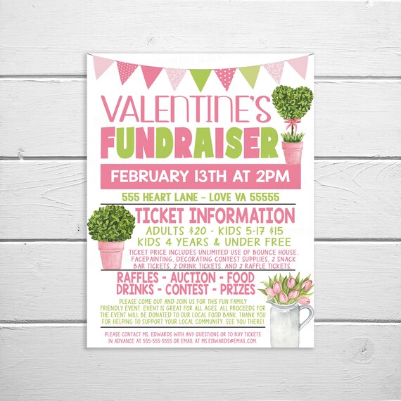 Valentine's Day Fundraiser Flyer, Editable Valentine Church School ...