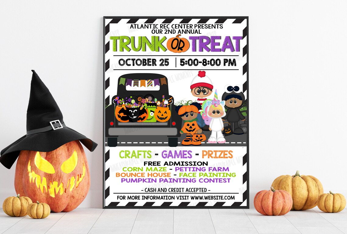EDITABLE Trunk or Treat Flyer Invitation Kids Halloween | Etsy