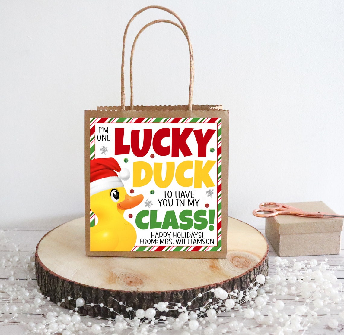 Christmas Rubber Duck Gift Tags, Lucky Duck to Have You in My Class ...